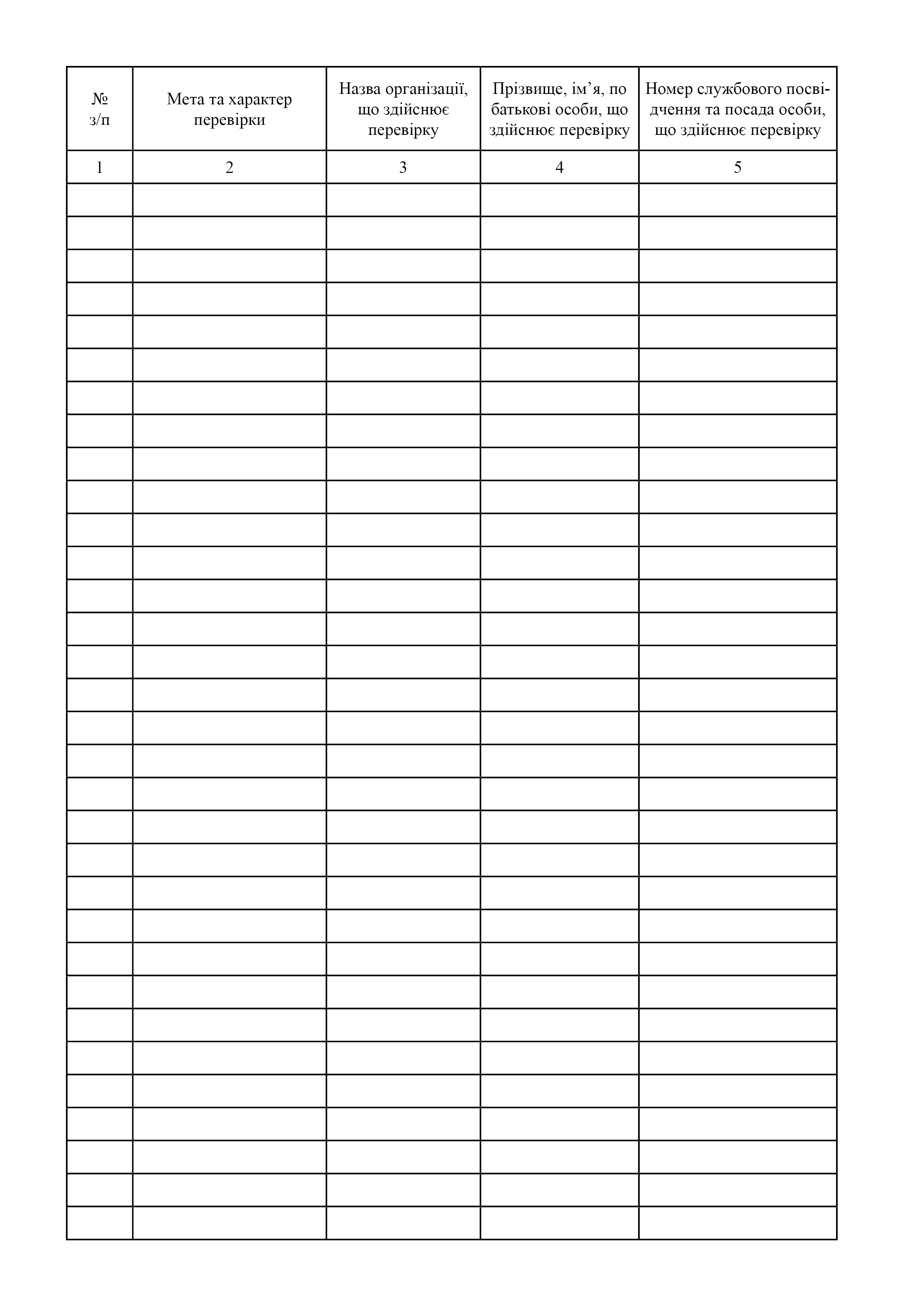 Inspection log. Decree 18